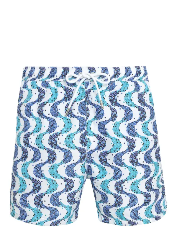 AMIR SLAMA Wave-print Swim Shorts - Blue