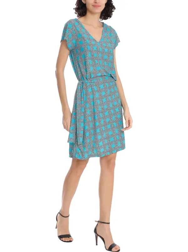 AMIR SLAMA Belted Printed Dress - Blue
