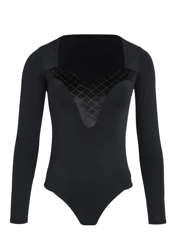 AMIR SLAMA Velvet Bodysuit - Black