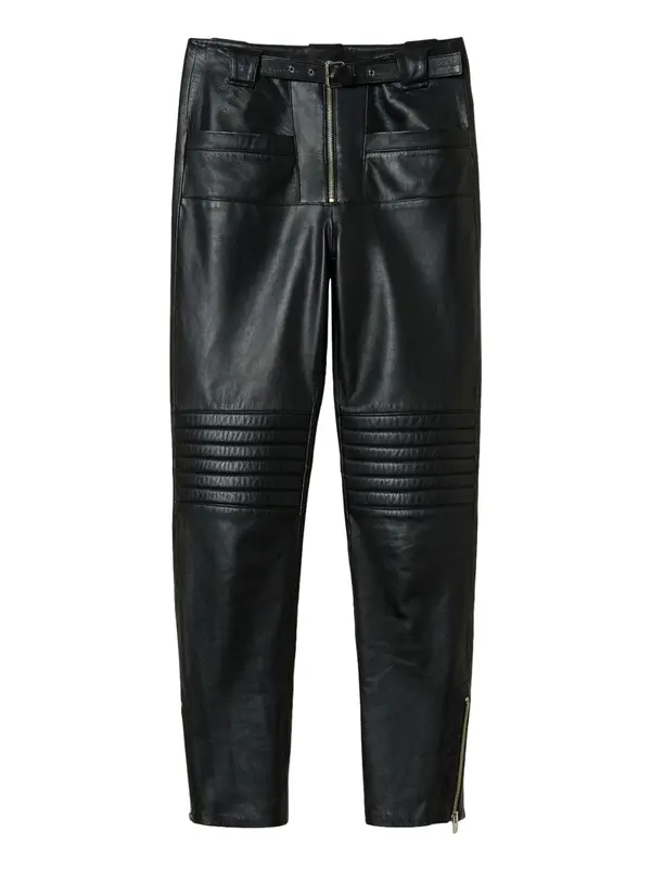 TWINSET Fairfax Leather Biker Trousers - Black