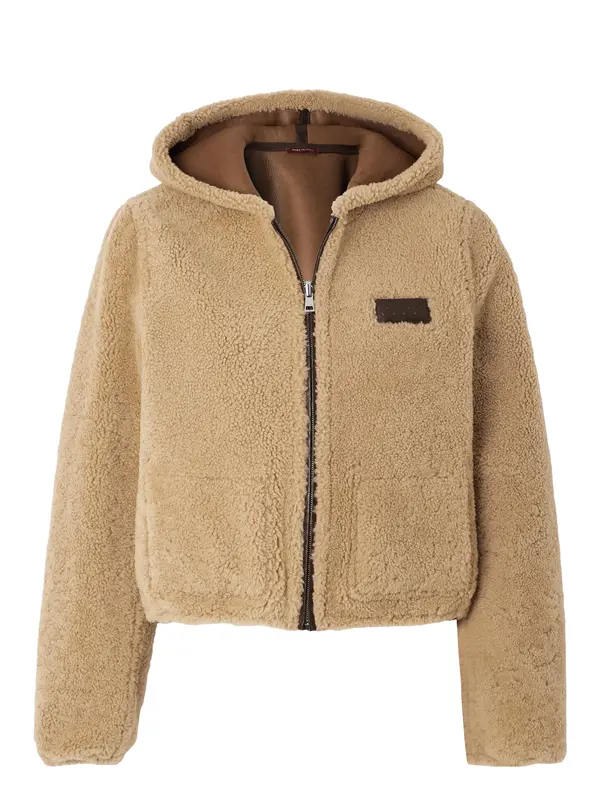 Gucci Cropped Hooded Reversible Shearling Jacket - Brown
