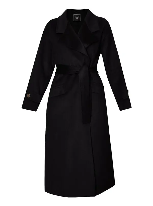 Liu Jo Belted Wool-blend Coat - Black