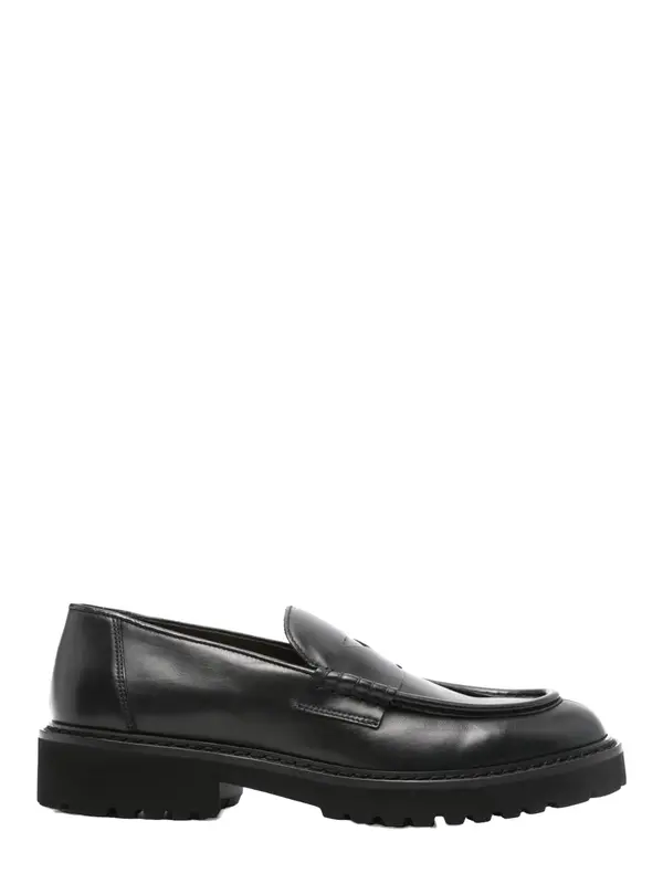DOUCAL'S Leather Penny Loafers - Black