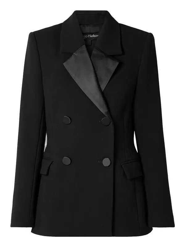 SERGIO HUDSON Double-breasted Wool-blend Blazer - Black