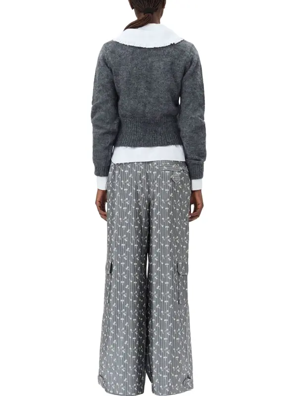 GANNI Patterned Jacquard Trousers - Grey