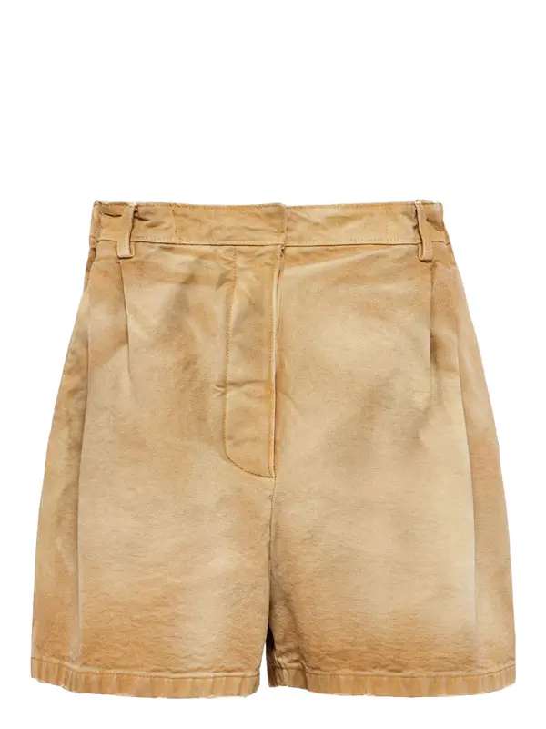 Prada Pleated Thigh-length Shorts - Neutrals