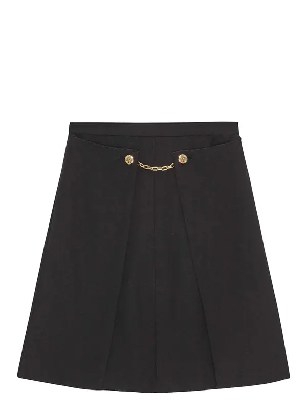 GANNI Tailored Twill Midi Skirt - Black