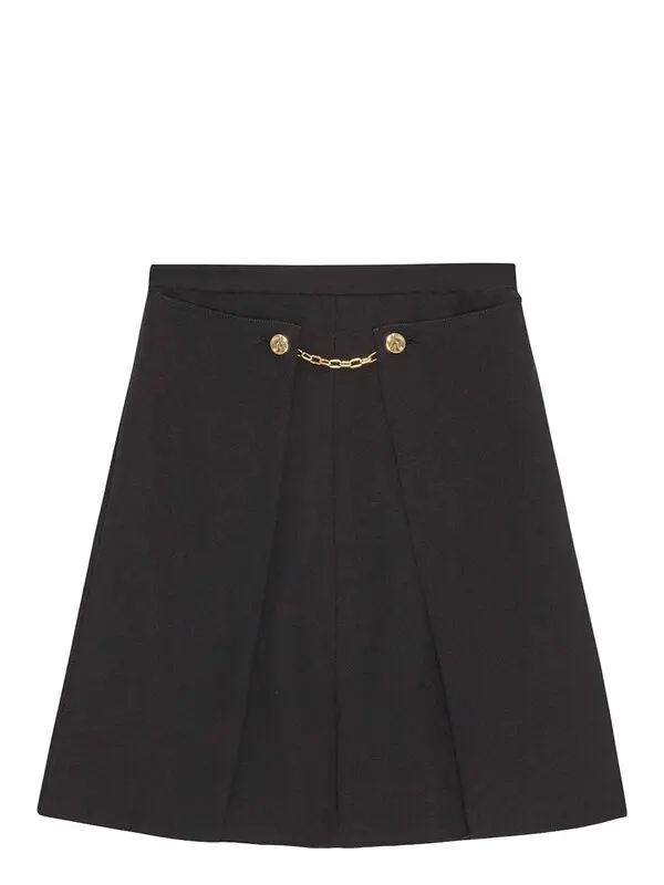 GANNI Tailored Twill Midi Skirt - Black