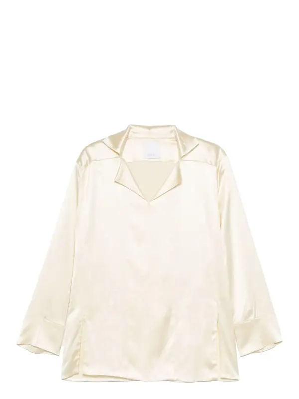 Bevza Stand-up Collar Blouse - Neutrals