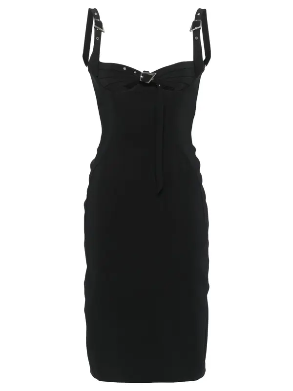 MUGLER Buckled Bustier Midi Dress - Black