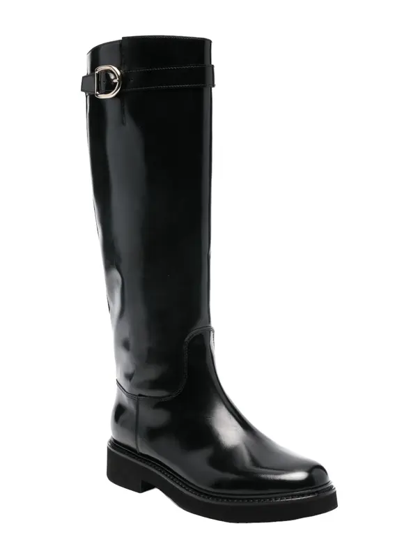 DOUCAL'S Buckle-detailed Leather Boots - Black