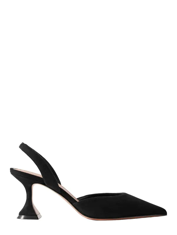 Amina Muaddi Holli Suede Slingback Pumps - Black
