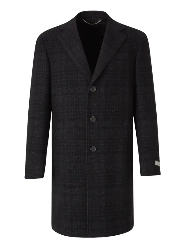 Canali Checked Wool Coat - Grey