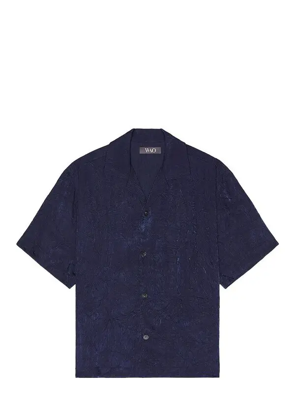 WAO Crinkled Short Sleeve Shirt - Navy