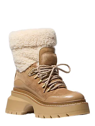 Michael Kors Shiloh Mixed-media Boots - Natural