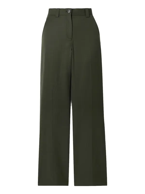 Veronica De Piante Avery Grain De Poudre Wool Wide-leg Pants - Green
