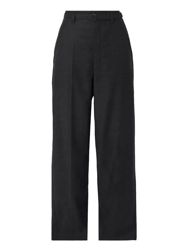 LEMAIRE Belted Pleated Tapered Cashmere-blend Pants - Gray