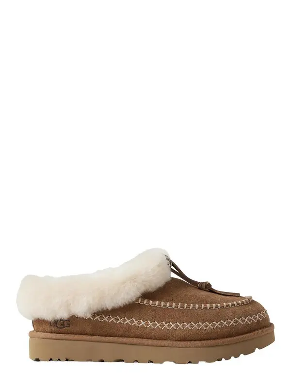 UGG Tasman Alpine Embroidered Shearling Slippers - Brown