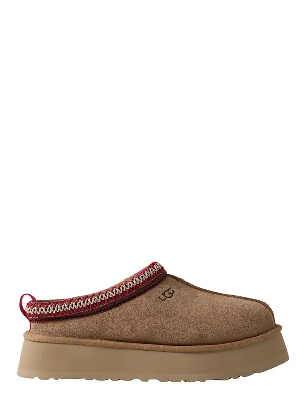UGG Tazz Embroidered Shearling Platform Slippers - Brown