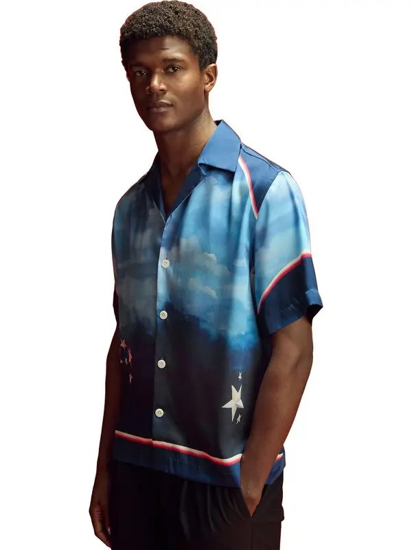 REISS X Mclaren F1 Team Austinx Mclaren F1 Team Mclaren F1 Austin Exclusive Cuban Collar Shirt - Blue Multi