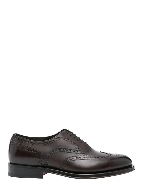 Santoni Leather Oxford Shoes - Brown