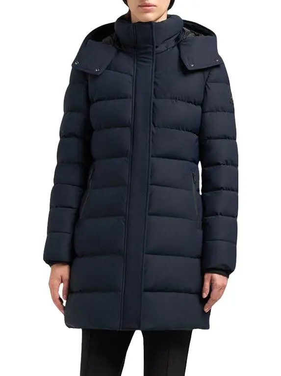 Moose Knuckles Watershed 3 Down Puffer Coat With Shearling Trim - Navy W Black