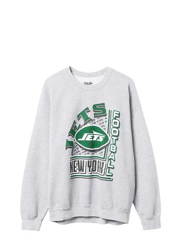 Junk Food Clothing Nfl New York Jets Backfield Crew Fleece Sweatshirt - Heather Grey