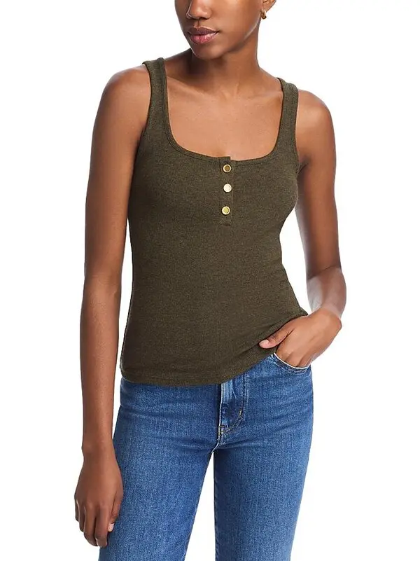 FRAME Ribbed Tank Top - Rich Military Heather