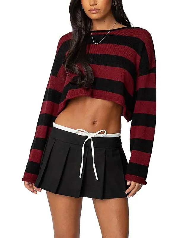 EDIKTED Shyrah Oversized Knit Top - Burgundy Black
