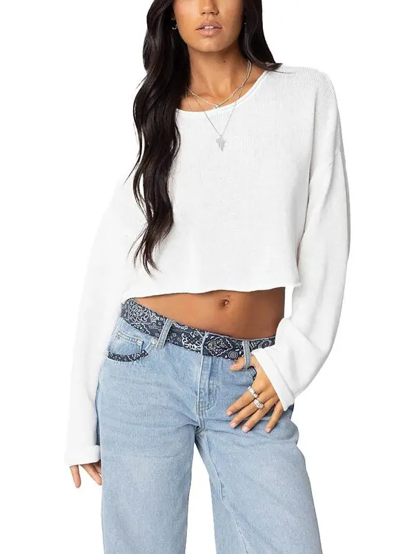 EDIKTED Shyrah Oversized Knit Top - White