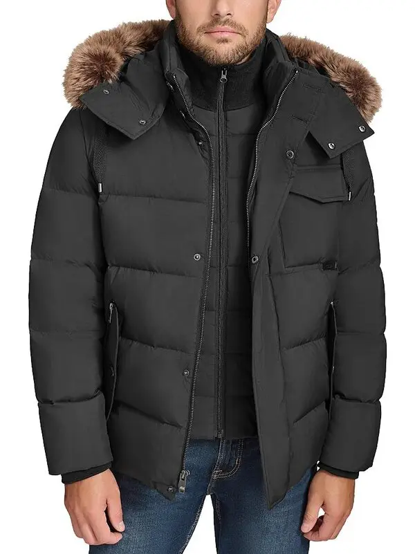 Andrew Marc Forester Faux-fur-trimmed Down Jacket - Black
