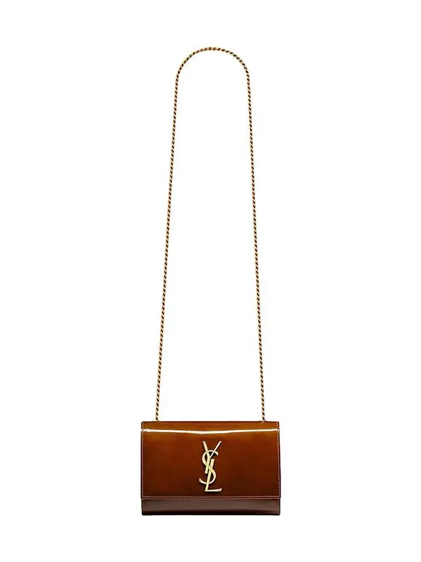 Saint Laurent Kate Mini Shoulder Bag - Chataigne Patent/gold