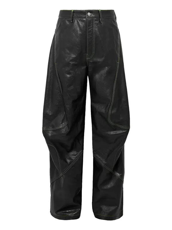 Acne Studios Lorgata Wide-leg Panelled Leather Trousers - Black
