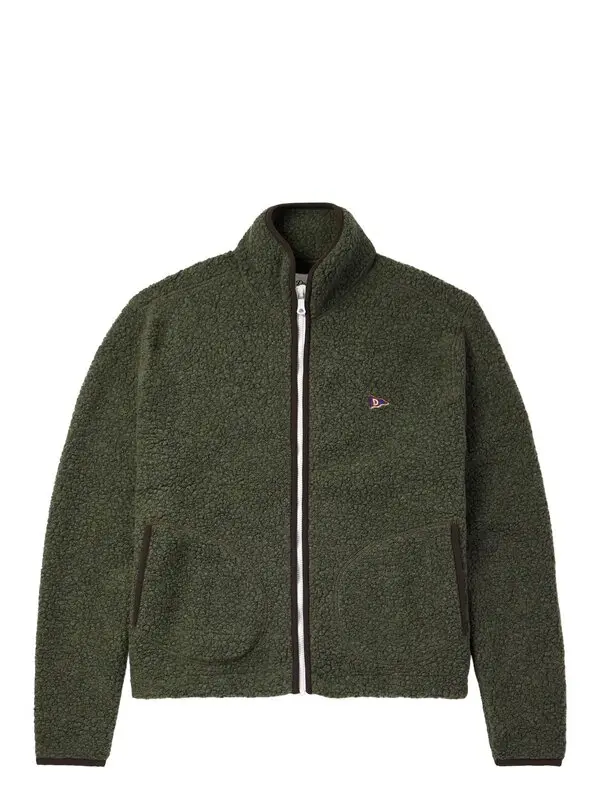 DRAKE'S Logo-embroidered Wool-blend Bouclé Jacket - Green