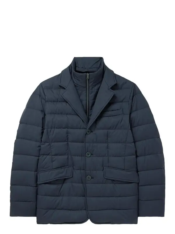 Herno Slim-fit Convertible Padded Quilted Shell Down Blazer - Blue