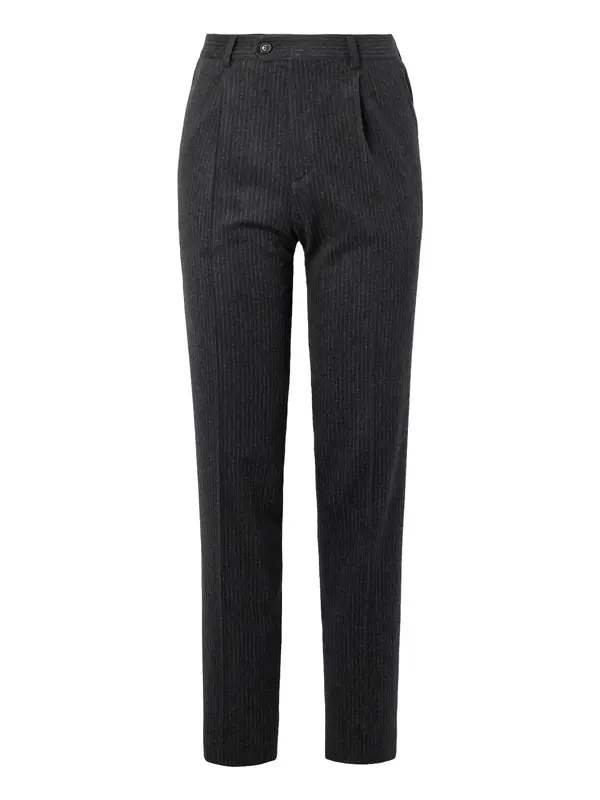 Brunello Cucinelli Straight-leg Pleated Wool And Cashmere-blend Suit Trousers - Gray