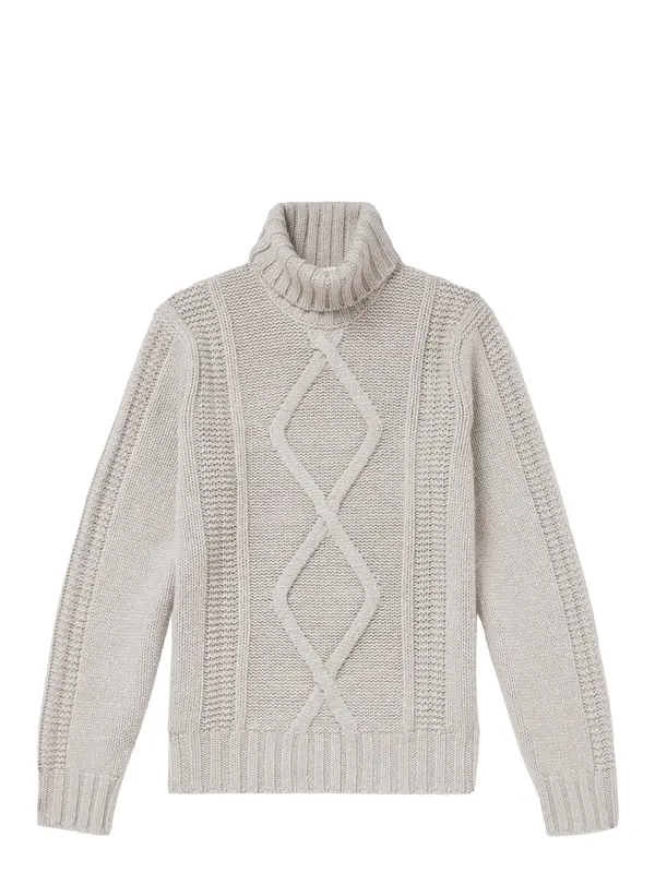 Brunello Cucinelli Cable-knit Cashmere Rollneck Sweater - Neutrals