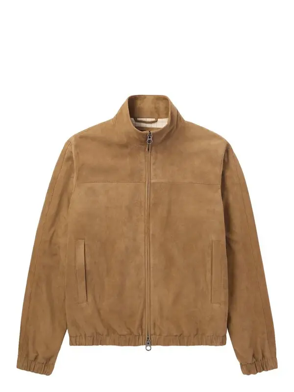 Loro Piana Suede Zip-up Bomber Jacket - Brown