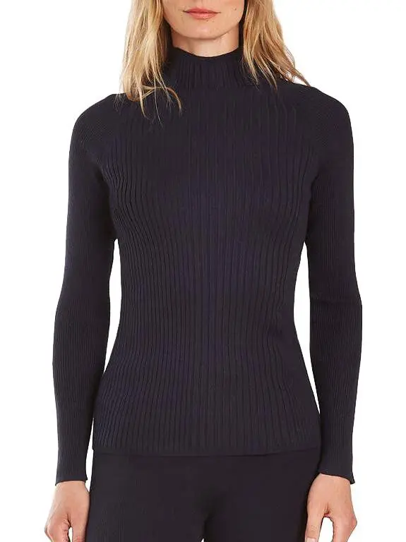 OYUN Classic Rib Mock Neck Top - Midnight