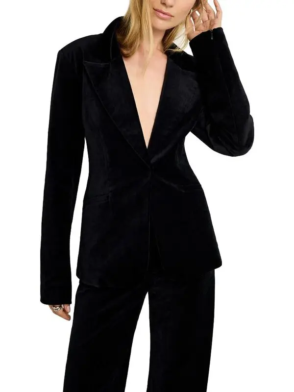 Good American Sculpted Velvet Blazer - Black001