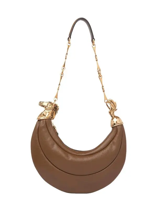 Chloé Chain Horse Leather Hobo Bag - Dark Khaki 20v