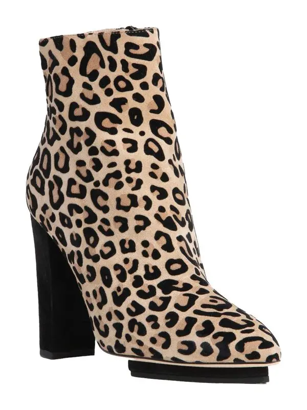 BEAUTIISOLES Tessa Pointed Toe Platform Booties - Leopard