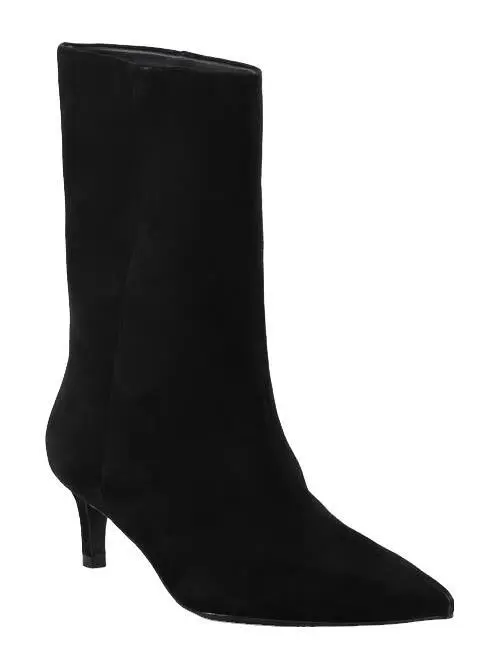 Seychelles Game Changer Pointed Toe Kitten Heel Boots - Black Suede
