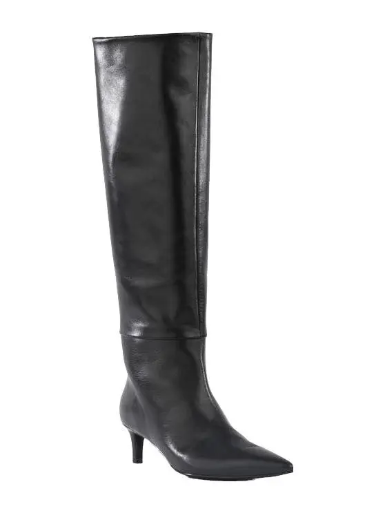 Seychelles Rose Over-the-knee Kitten Heel Boots - Black Leather