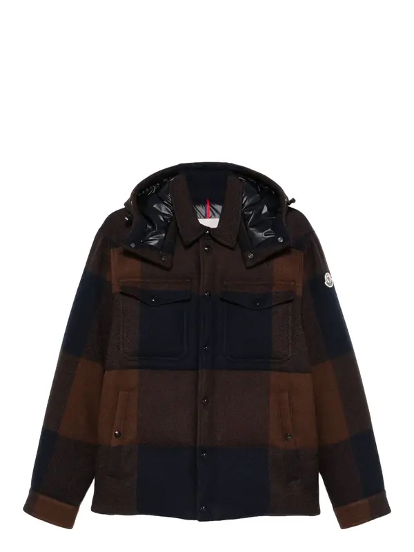 Moncler Ladurns Check Virgin Wool Shirt Jacket - Blue