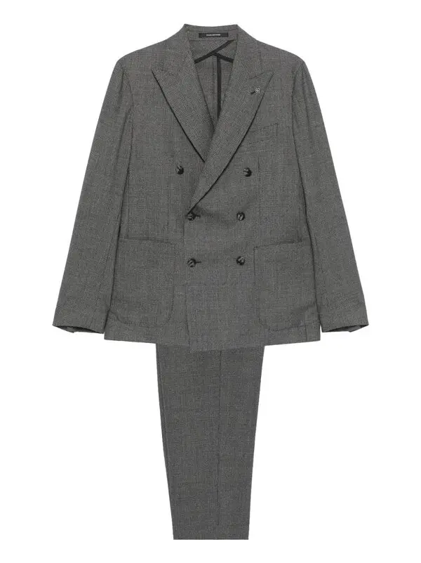Tagliatore Dogtooth-pattern Suit - Black