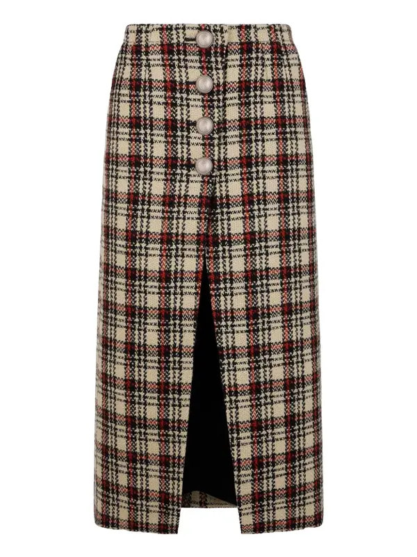 Rabanne Tartan-pattern Midi Skirt - Neutrals