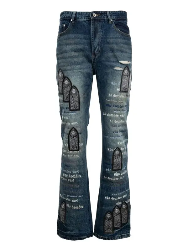 WHO DECIDES WAR BY EV BRAVADO Scripture Jeans - Blue