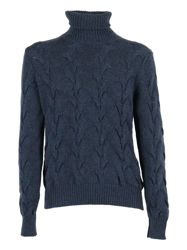 PHI FDL Long Sleeve High Neck Cashmere Sweater - Blue