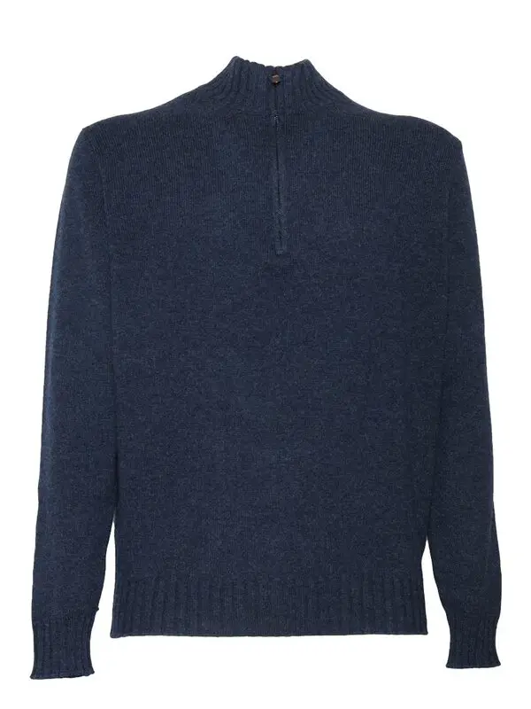 PHI FDL Wool And Cashmere Zipped Sweater - Blue